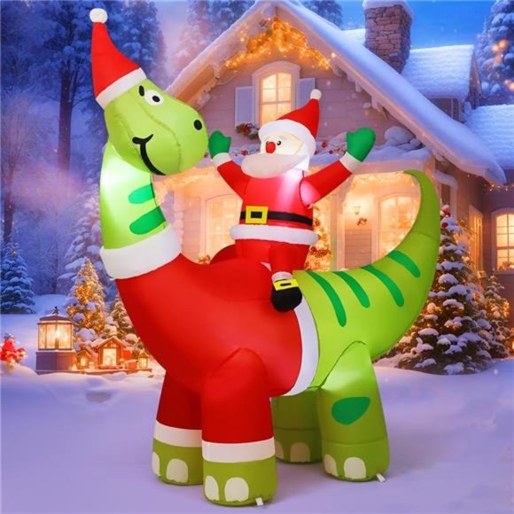 Holiday 6ft Christmas Inflatable Blow Up Santa Claus Riding A